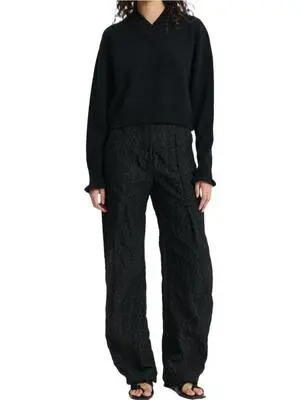 Cecilie Bahnsen Long Sleeve V-neck Knitwear With Asymmetrical Cuffs - Black