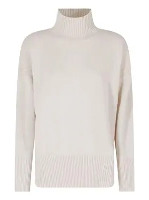 ROBERTO COLLINA Turtleneck Sweater With Side Slits And Ribbed Trim - Meringa