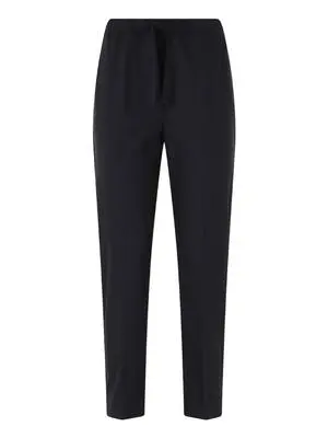 SEMICOUTURE Elastic Waist Trousers With Grosgrain And Lace Detail - Blue