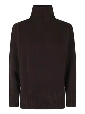 ROBERTO COLLINA Turtleneck Sweater With Side Slits - Moro