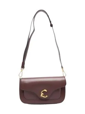 COCCINELLE Logo Plaque Leather Shoulder Bag - Berry