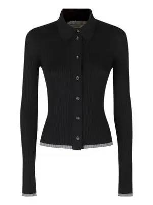 ROBERTO COLLINA Ribbed Button-front Cardigan - Gray-black