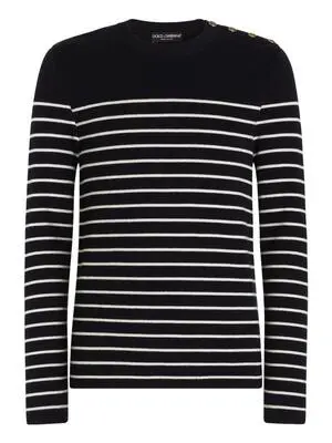 Dolce & Gabbana Striped Knit Sweater With Button Detailing - Multi-color