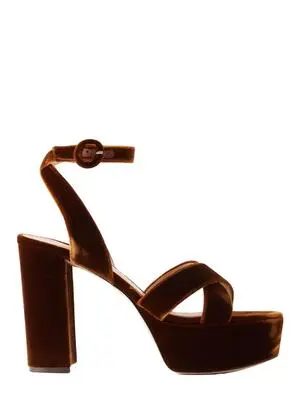 GIANVITO ROSSI Gianvito Rossi Velvet Platform Block-Heel Sandals No