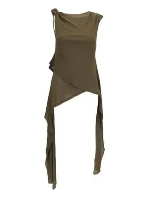 GANNI Ganni Asymmetrical Knot Top Green