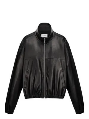 Saint Laurent Cassandre Zip-up Leather Jacket - Black