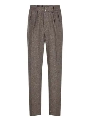 Tagliatore Pleated Belted Trousers - Brown