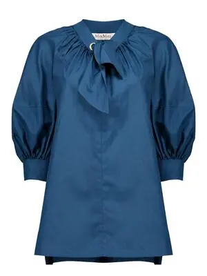 Max Mara Gathered Poplin Shirt Dress - Blue