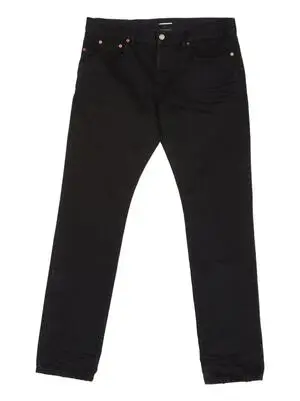Saint Laurent Logo Patch Straight Leg Jeans - Black