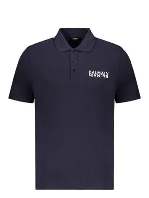 Balmain Logo Short-sleeve Polo Shirt - Black