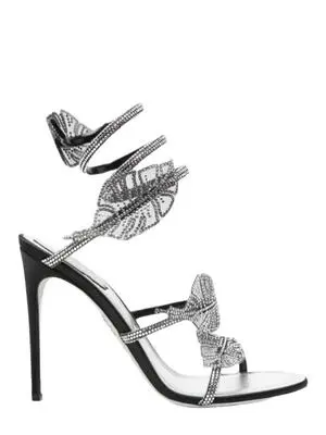 Rene Caovilla Rene Caovilla Crystal-Embellished Leaf Stiletto Sandals Black