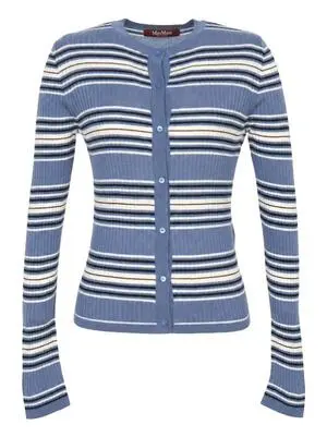Max Mara Max Mara Long-Sleeve Striped Knit Top Blue