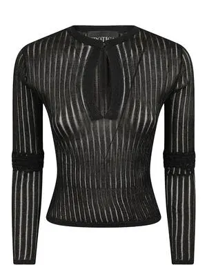 DONDUP Long Sleeve Crew Neck Knit Top - Black