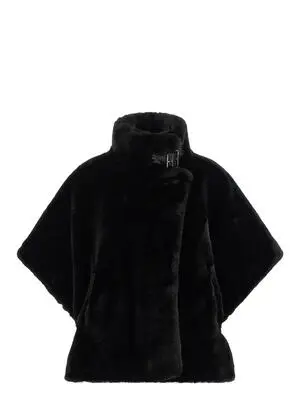 Pinko High-neck Cape With Batwing Sleeves - Black