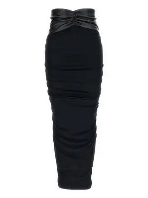 Andamane Draped Midi Skirt - Black