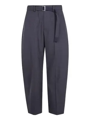 Sacai Belted Trousers With Back Patch Pockets - Brown