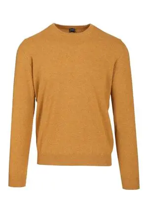Fedeli Crew Neck Sweater With Ribbed Cuffs And Hem - Yellow