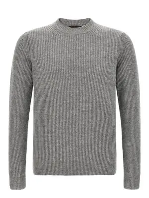 ZANONE Long-sleeved Ribbed Knit Sweater - Gray