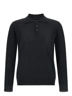 ZANONE Long-sleeve Cashmere Polo Shirt - Blue