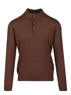 Fedeli Long-sleeve Sweater With Button Closure - Brown