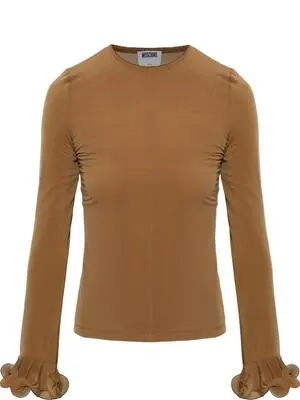 Moschino Long Sleeve T-shirt With Rose Knot Detailing - Brown