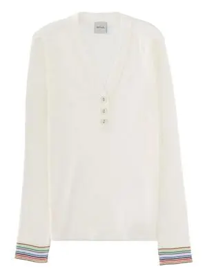 Paul Smith Knitted Sweater With Striped Cuffs - No
