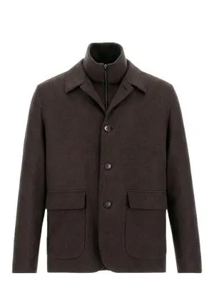 Herno Blazer In Cashmere And Silk - Dark Brown