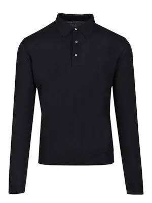 Fedeli Long-sleeve Polo Shirt - Blue