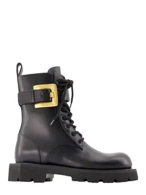 Balmain Ranger Anthem Buckle-strap Ankle Boots - Black