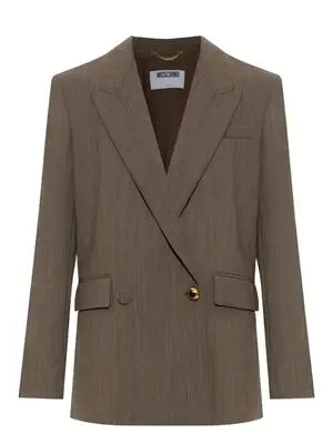 Moschino Double-breasted Suit Jacket With Notched Lapel - Brown