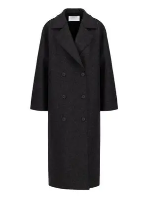 Harris Wharf London Long Oversized Coat In Pressed Wool - Anthracite