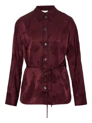 GANNI Long Sleeve Printed Shirt - Wine Red