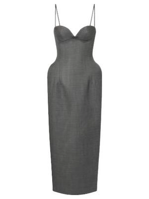 Magda Butrym Wool Bustier Midi Dress - Grey