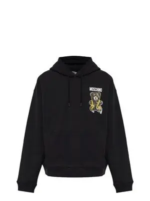Moschino Long Sleeve Hooded Sweatshirt With Graphic Detail - Black