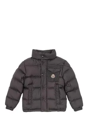 Moncler Jarek Quilted Down Jacket With Stand Collar And Logo Patch - Grey