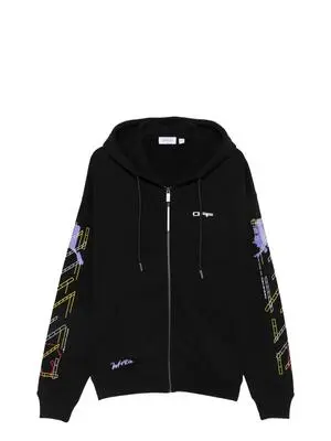 Off-White Arrows-print Zip-up Hoodie - Black