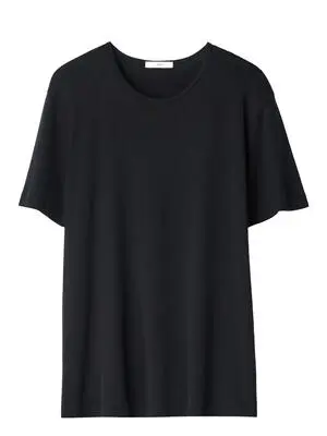 LEMAIRE Scoop-neck T-shirt In Ribbed Jersey - Black