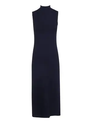 TWINSET Sleeveless High-neck Knit Dress With Scalloped Crochet Lace - Black