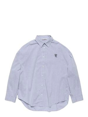 Acne Studios Striped Long-sleeve Shirt With Embroidered Bow Detail - Blue/black