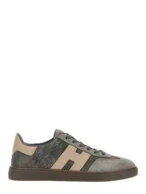 Hogan Suede And Leather Sneakers - Grey-brown Shipment