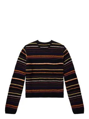 Sacai Striped Wool-blend Pullover - Black