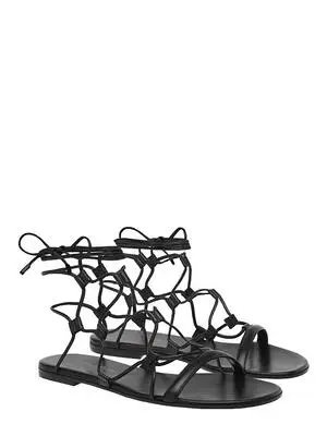 GIANVITO ROSSI Giza 05 Strappy Tie Fastening Sandals - Black Nappa Leather