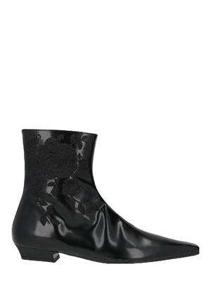 RAS Leather Embroidered Ankle Boots - Black