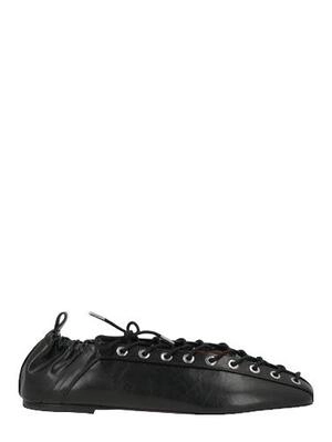 GANNI Ballet Flats With Lace-up Detailing - Black