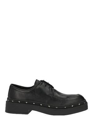 CARLA G. Calfskin Lace-up Shoes With Stud Embellishments - Black