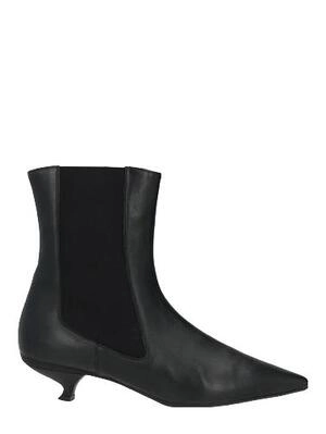 CARLA G. Leather Pointed Toe Spool Heel Chelsea Boots - Black
