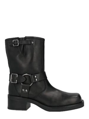 CARLA G. Calfskin Ankle Boots With Buckle Detailing - Black