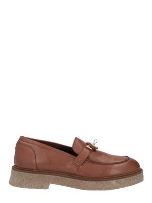 CARLA G. Embellished Leather Loafers - Brown