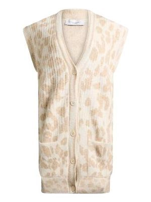 PAOLO PECORA Sleeveless Knit Cardigan With Leopard Print