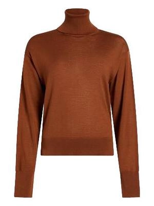 DANIELE FIESOLI Merino Wool Turtleneck With Side Slit - Brown